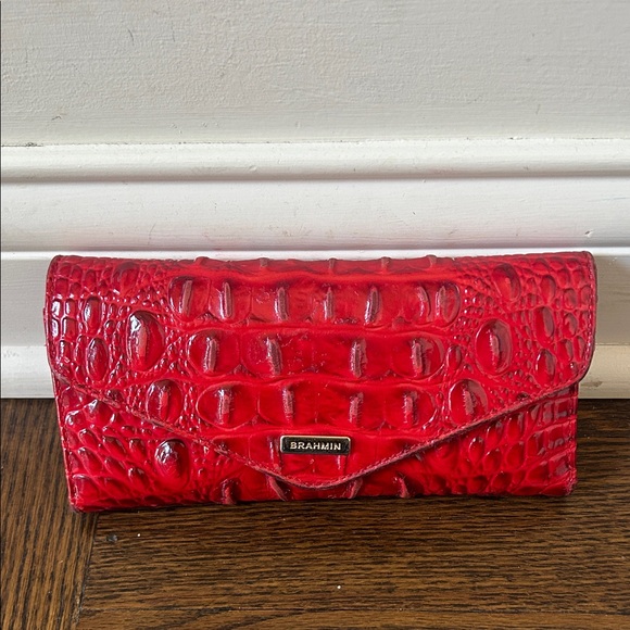Brahmin | Bags | Brahmin Red Crocodile Embossed Womens Veronica Wallet ...